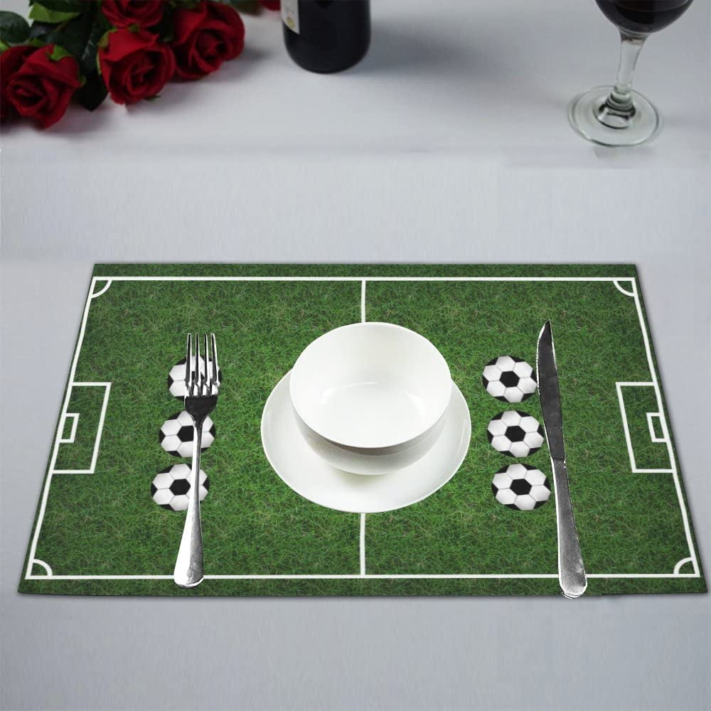 ECZJNT Soccer Field Placemat Plate Holder Set of 2, Football Yard Line ...