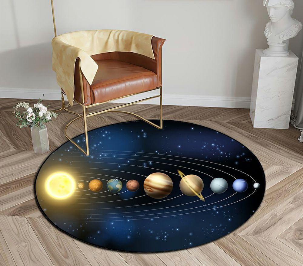 ECZJNT Solar System Planets Orbit Sun Labels Round Area Rugs Diameter 5 ...