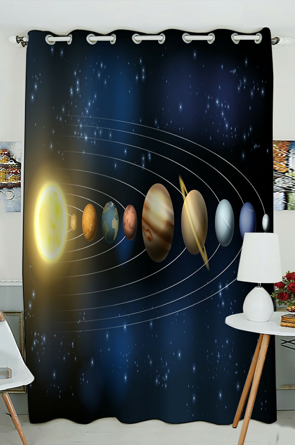 ECZJNT Solar system planets orbit sun labels Blackout Window Curtain ...