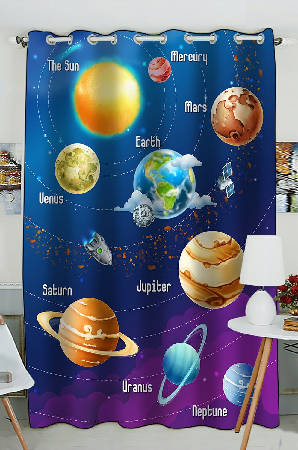 ECZJNT Solar system planets vertical Blackout Window Curtain Drapery ...