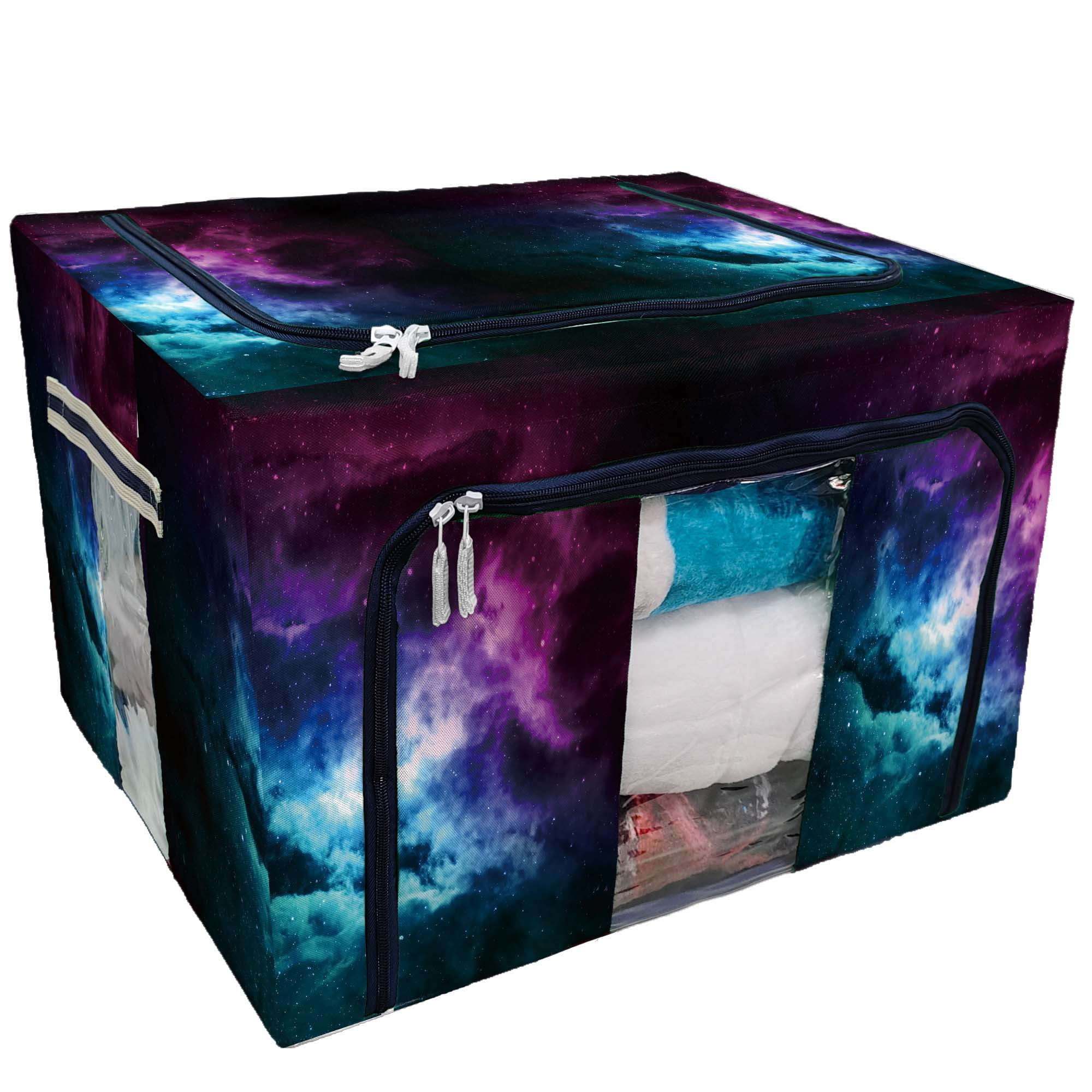 ECZJNT Space nebula clouds stars Storage Bag Clear Window Storage Bins ...