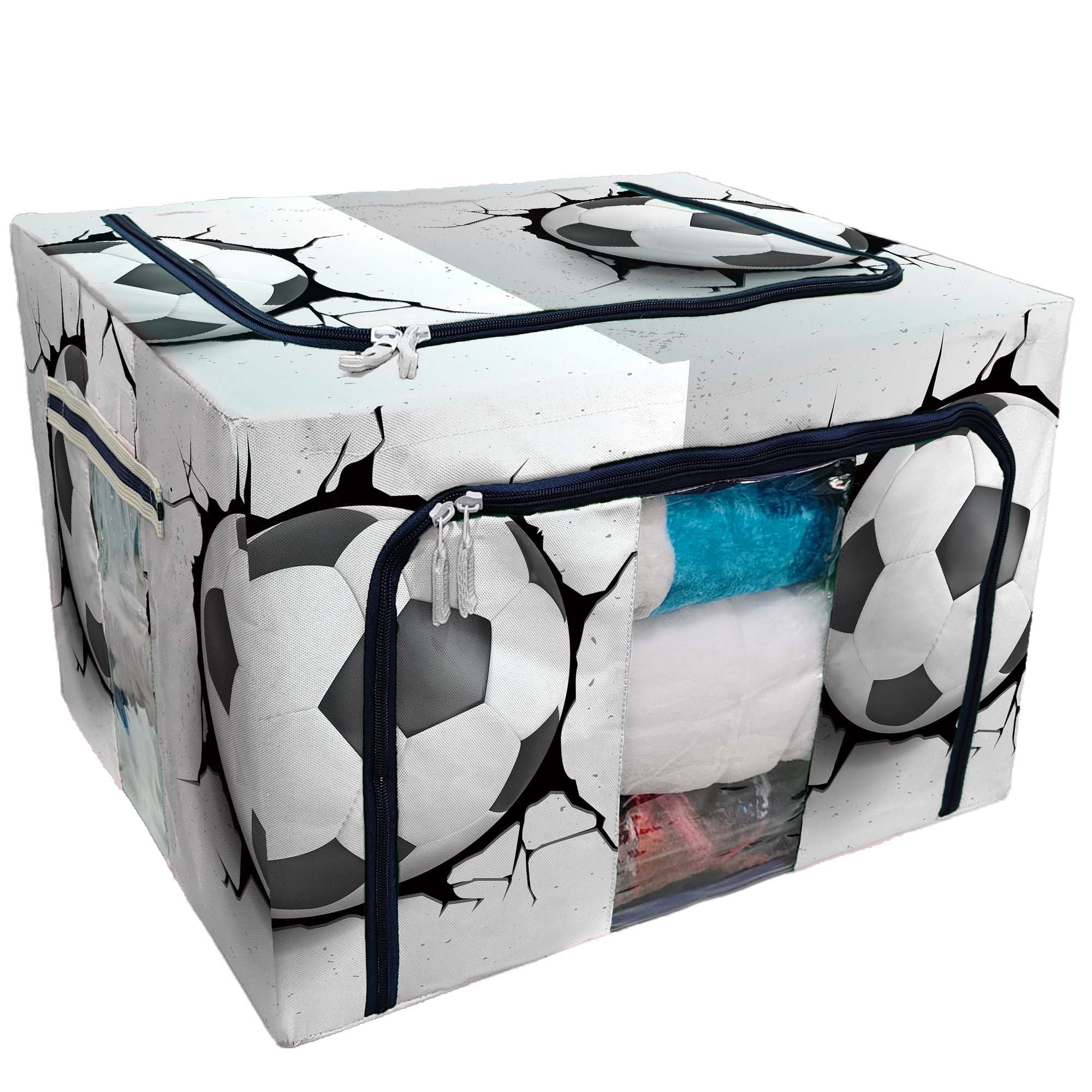 ECZJNT Sport soccer ball coming cracked wall grunge Storage Bag Clear ...