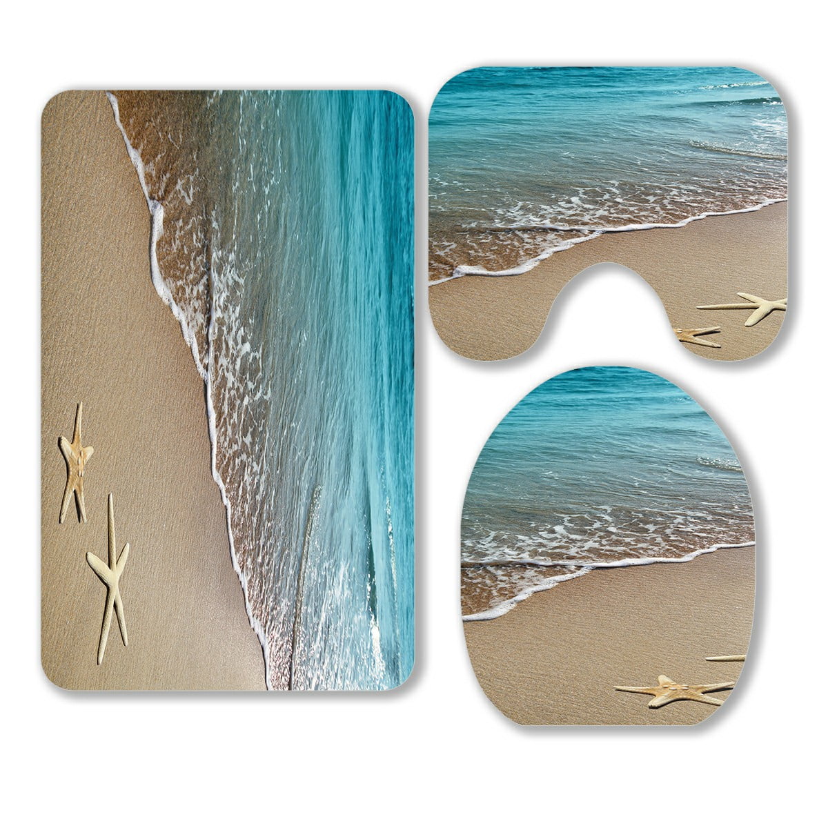 ECZJNT Starfish On A Beach Sand 3 Piece Bathroom Rugs Set Bath Rug ...