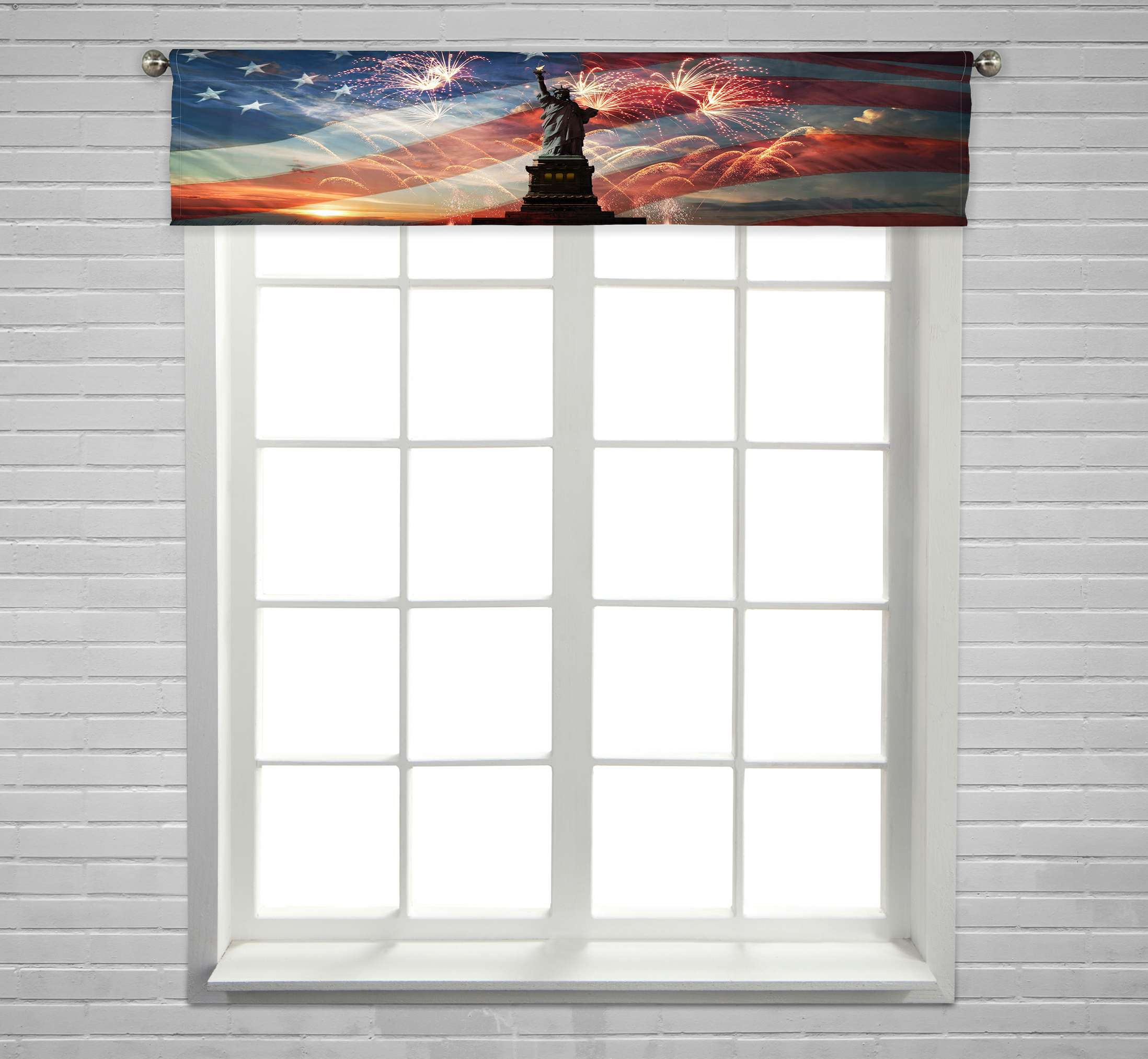 ECZJNT Statue Liberty American Flag Independence Day Window Curtain ...