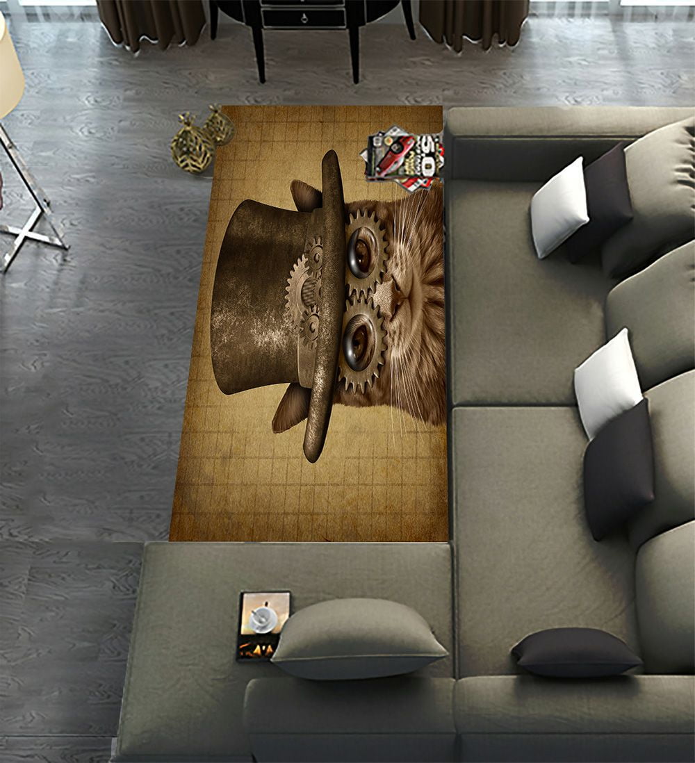 ECZJNT Steampunk Steam Punk Cat Runner Rug 3.3 x 10ft Long Area Rug ...
