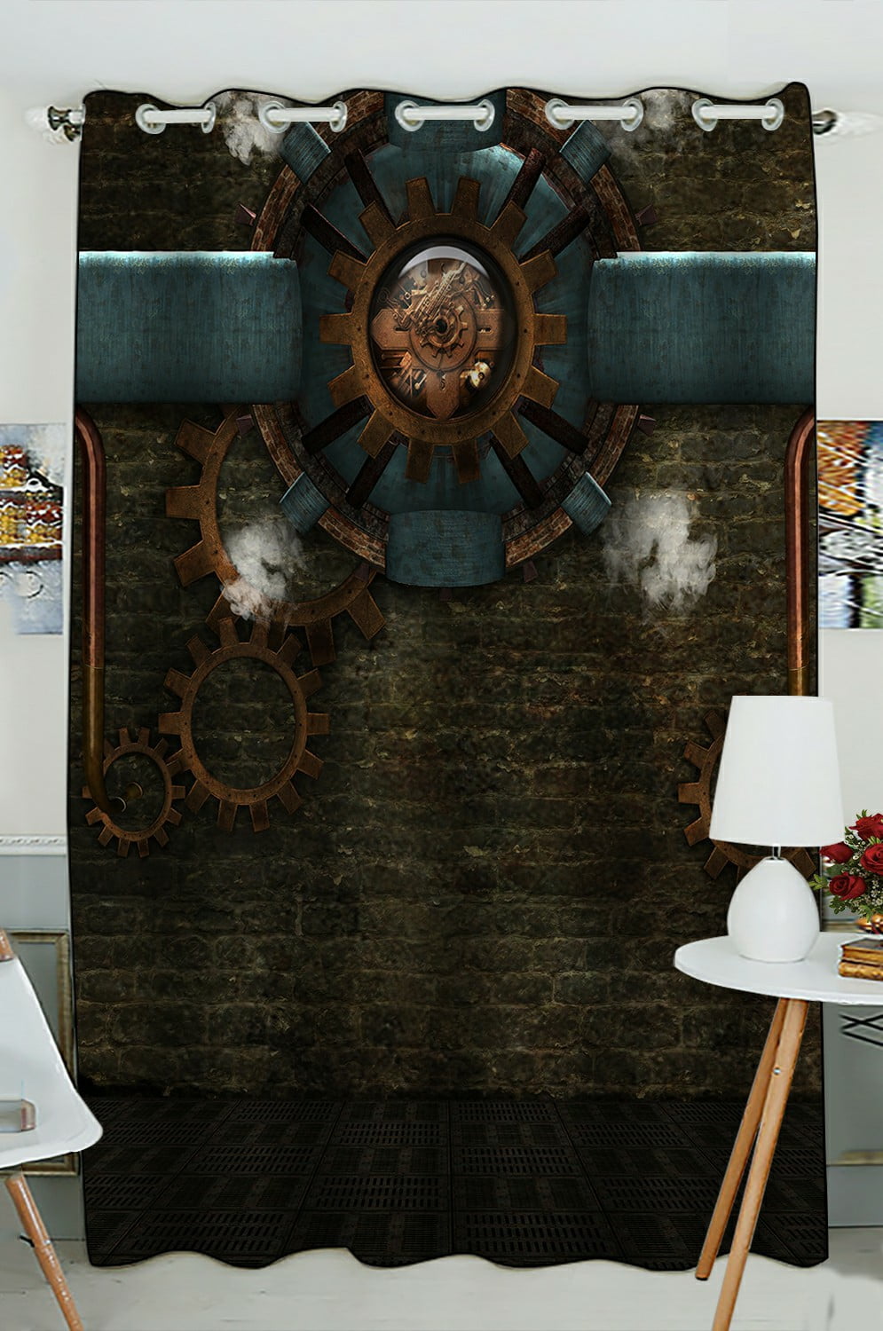 ECZJNT Steampunk misc metal gadgets gears pipes steam Blackout Window ...
