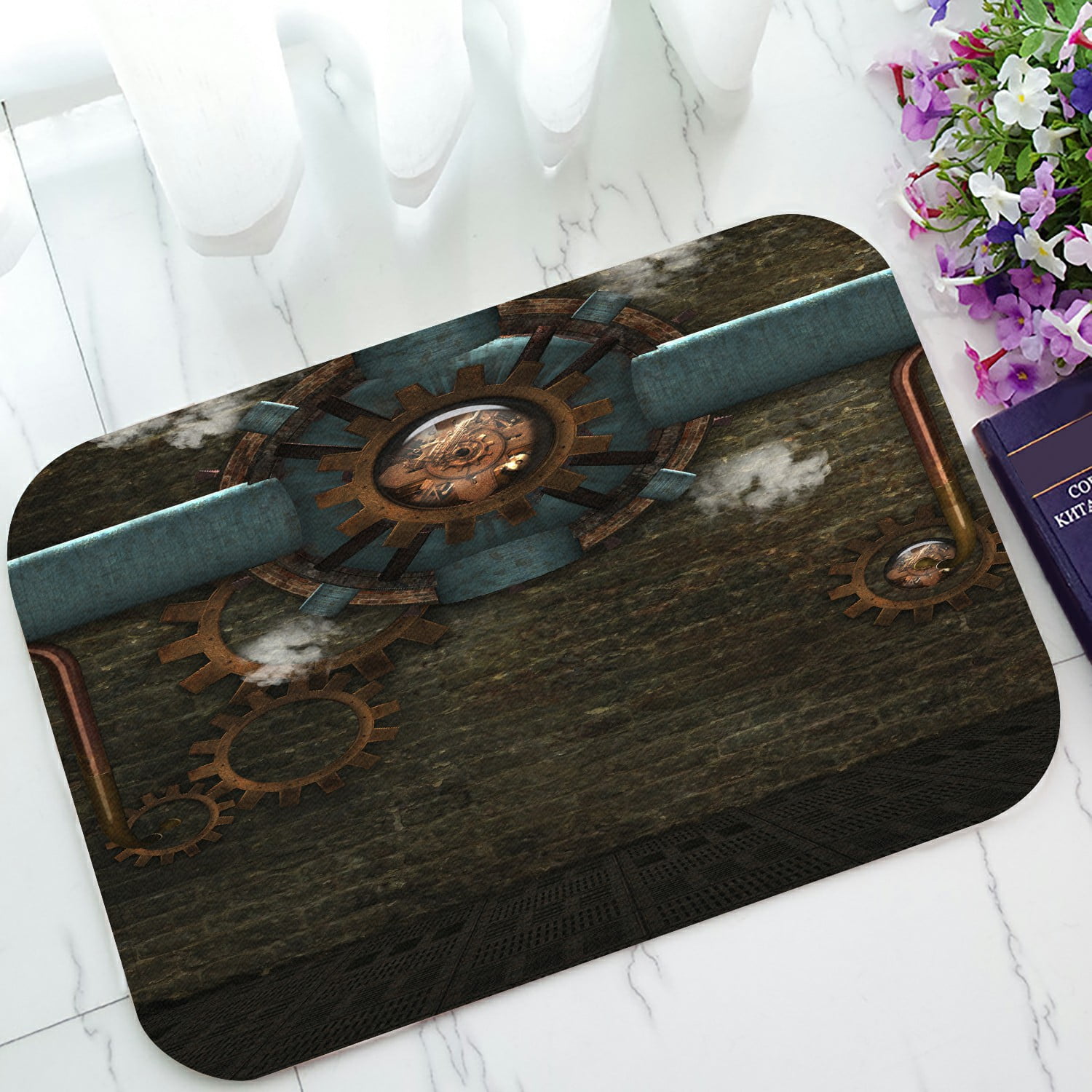 ECZJNT Steampunk misc metal gadgets gears pipes steam Welcome Doormat ...