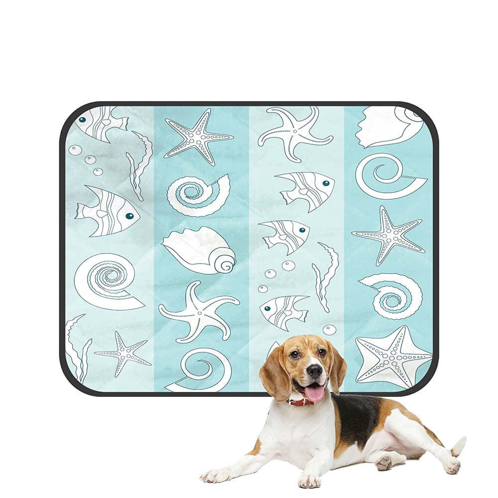 ECZJNT Striped Sea Animals Silhouettes Pet Dog Cat Bed Pee Pads Mat ...