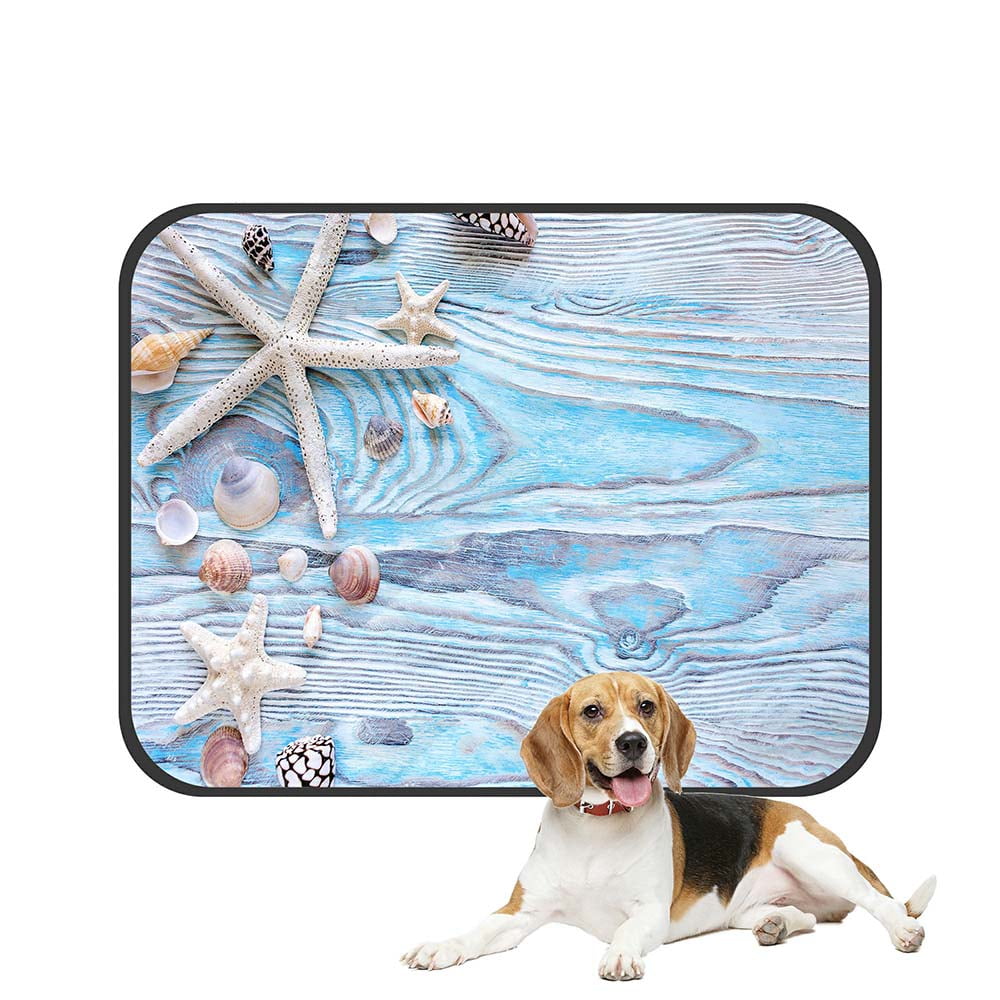 ECZJNT Summer Sea Shells Star On A Blue Wooden Pet Dog Cat Bed Pee Pads ...