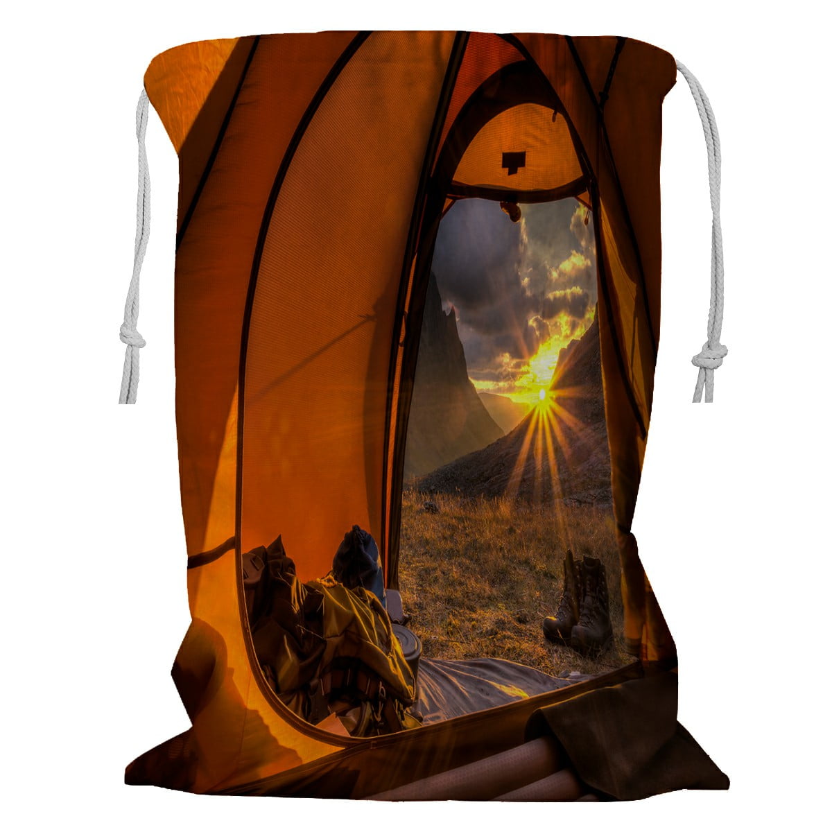 ECZJNT Sunrise inside a Tent Storage Basket Laundry Bag with Drawstring ...