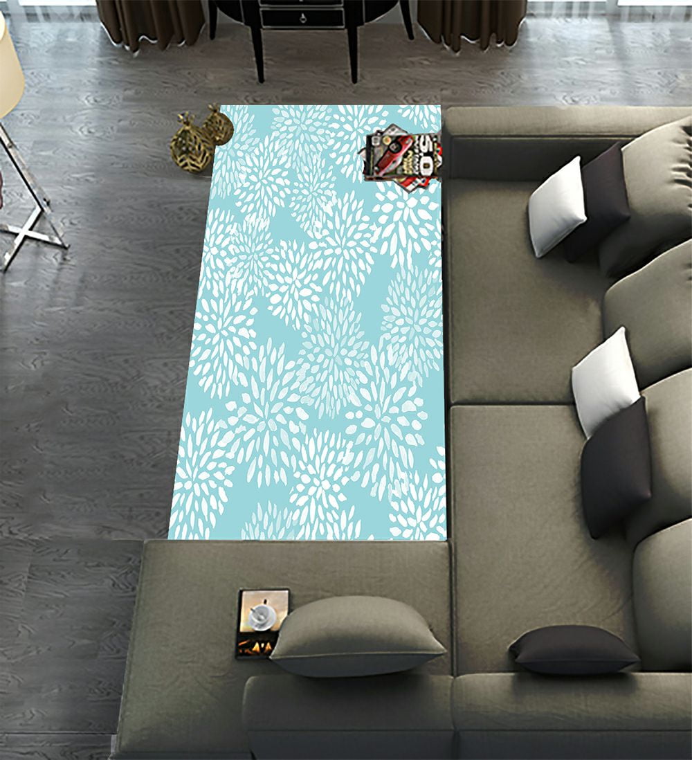 ECZJNT Teal Sunburst Pattern Runner Rug 4 x 10ft Long Area Rug Carpet ...