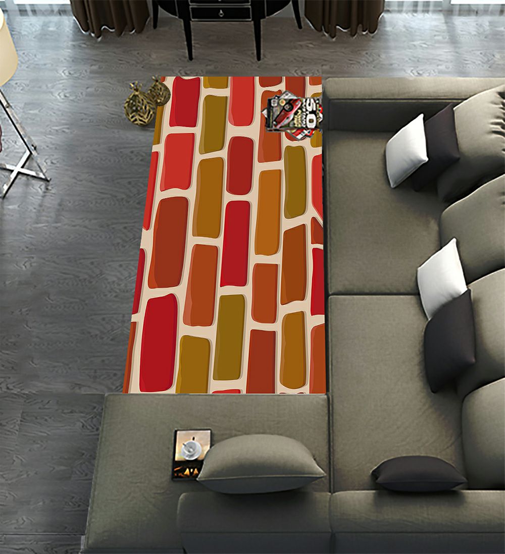 ECZJNT Texture Cartoon Brick Wall Runner Rug 4 x 12ft Long Area Rug ...