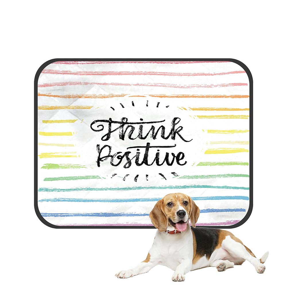 ECZJNT Think Positive Hand Lettering Quote Rainbow Pet Dog Cat Bed Pee ...