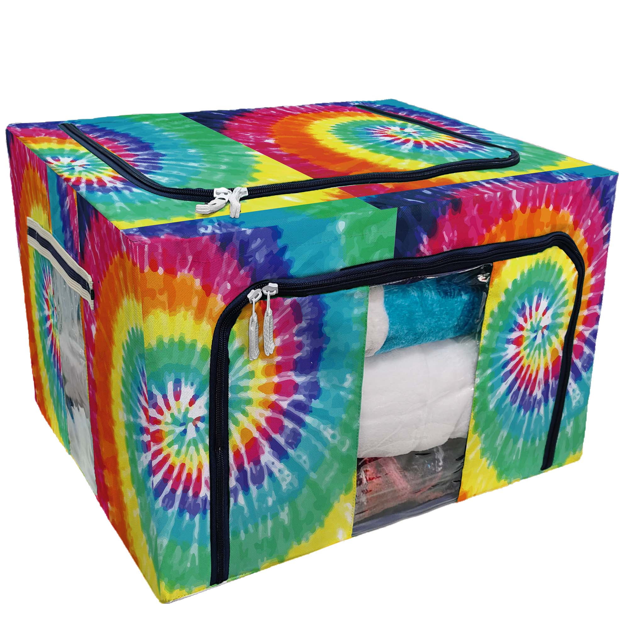 ECZJNT Tie Dye Background Storage Bag Clear Window Storage Bins Boxes ...