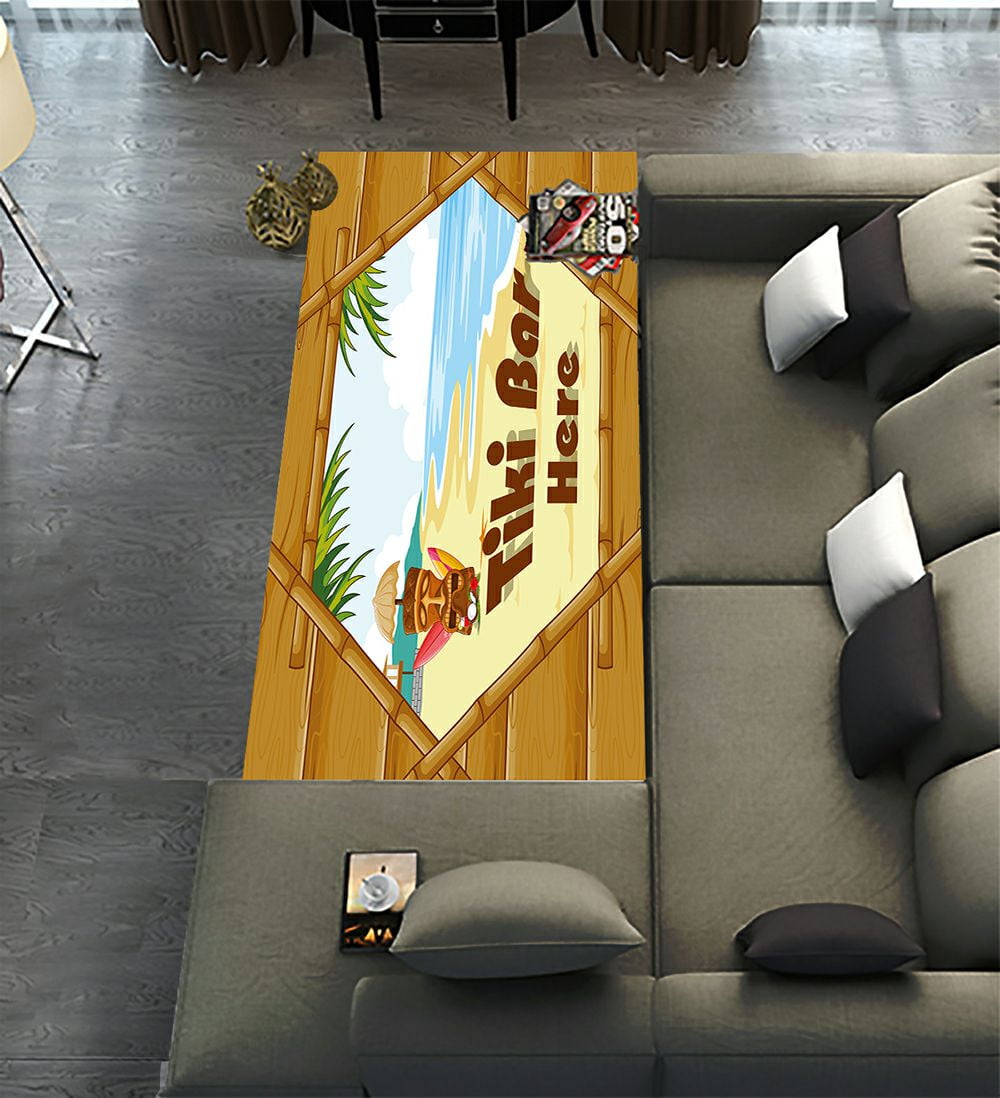 ECZJNT Tiki Bar Poster Tribal Mask Runner Rug 3.3 x 10ft Long Area Rug ...