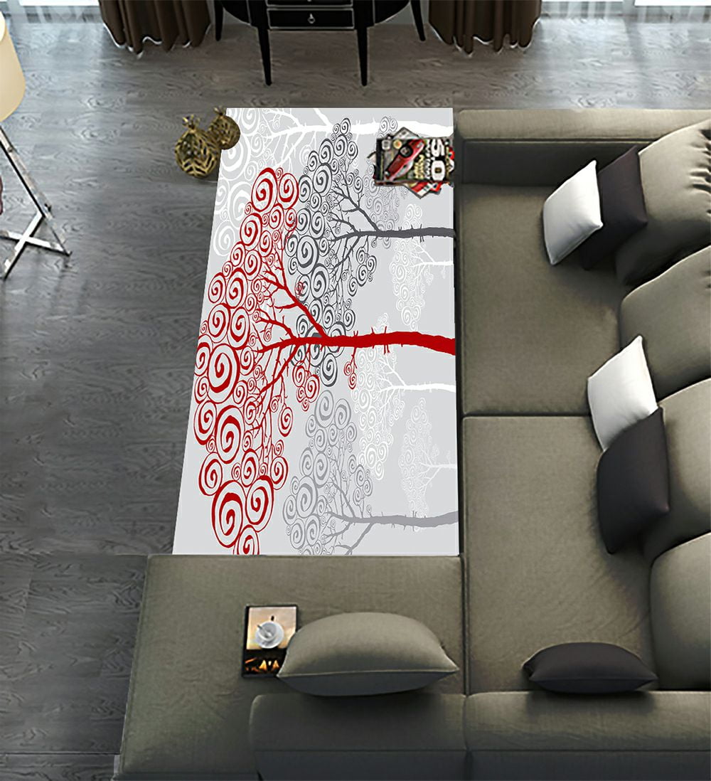 ECZJNT Tree Pine Silhouette Tree Xmas Runner Rug 4 x 12ft Long Area Rug ...