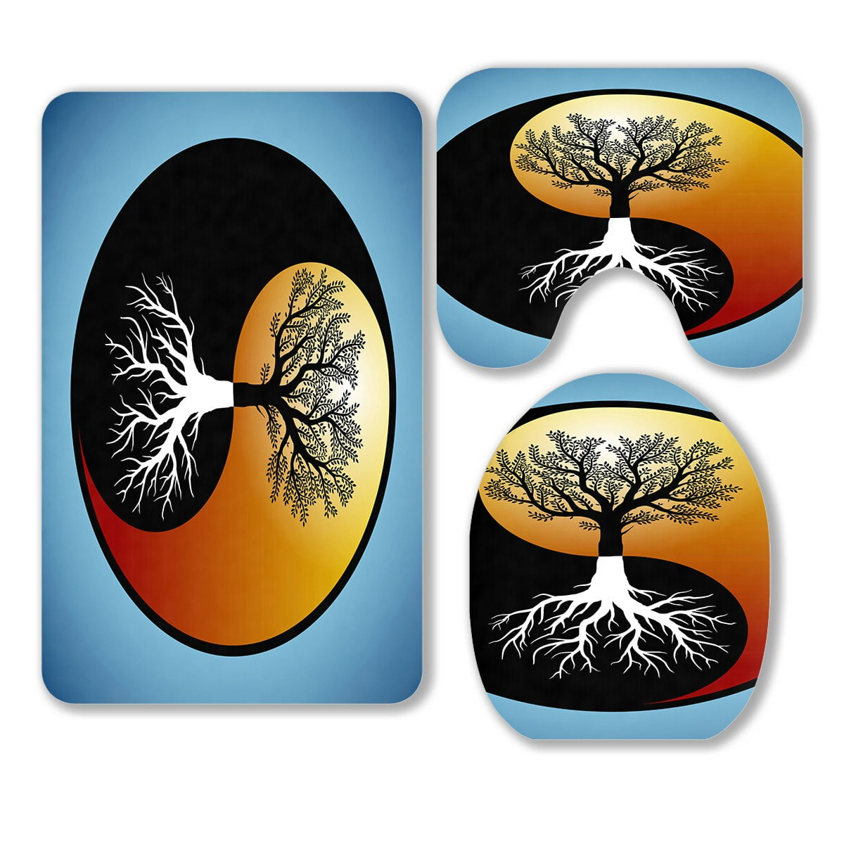 ECZJNT Tree Roots Silhouette In Modified Yin Yang Symbol 3 Piece ...