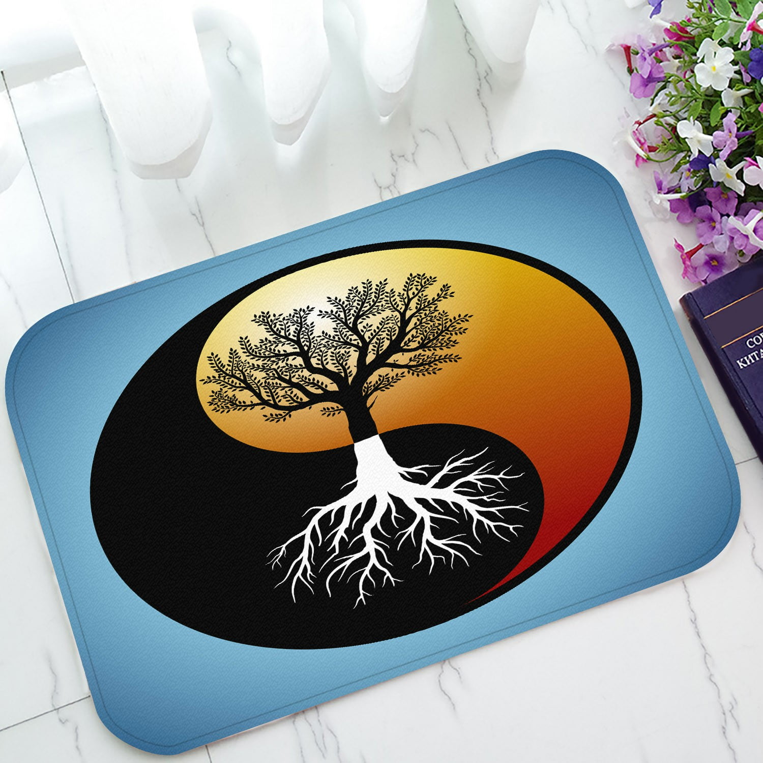 ECZJNT Tree Roots Silhouette In Modified Yin Yang Symbol Welcome ...