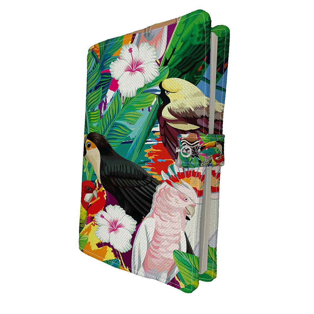 ECZJNT Tropical Bird Toucan Parrot Hoopoe Palm Leaves Book Cover Book ...