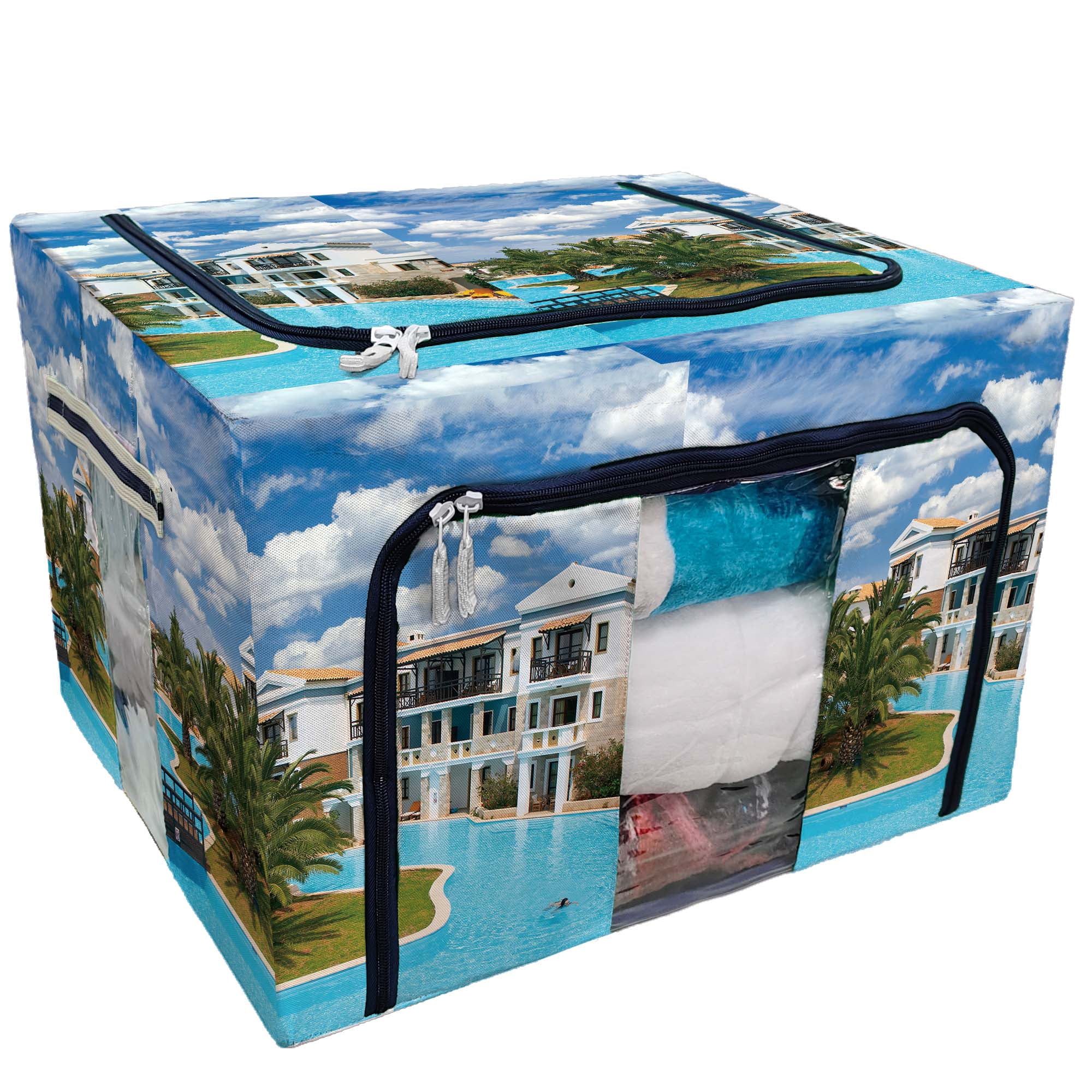 ECZJNT Tropical resort palm trees and girl in swimming pool Storage Bag ...