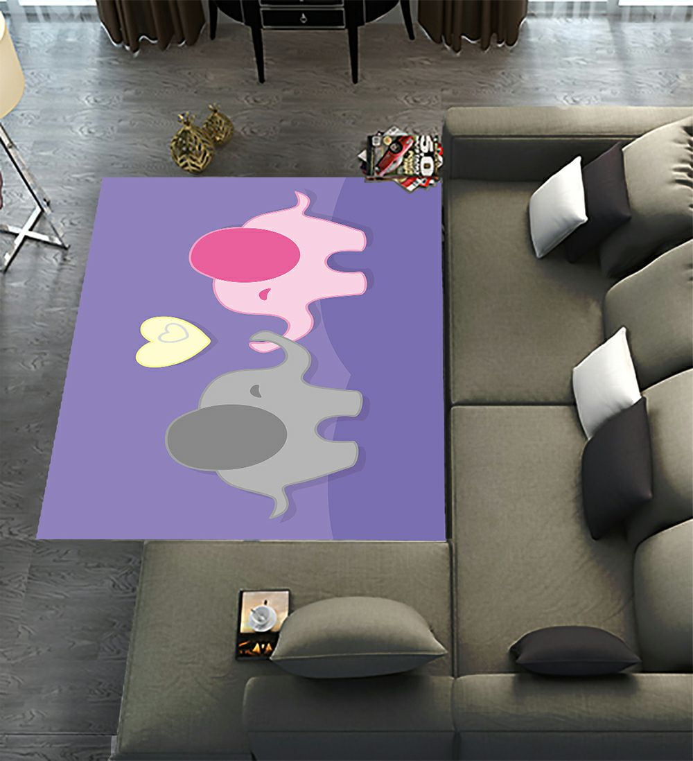 ECZJNT Two Little Cute Elephants In Love Area Rugs 3 x 5ft Floor Carpet ...