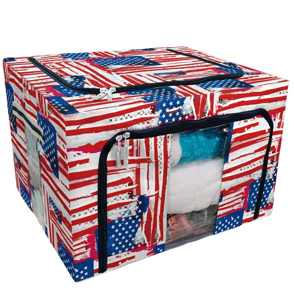ECZJNT USA Flag Storage Bag Clear Window Storage Bins Boxes Large ...