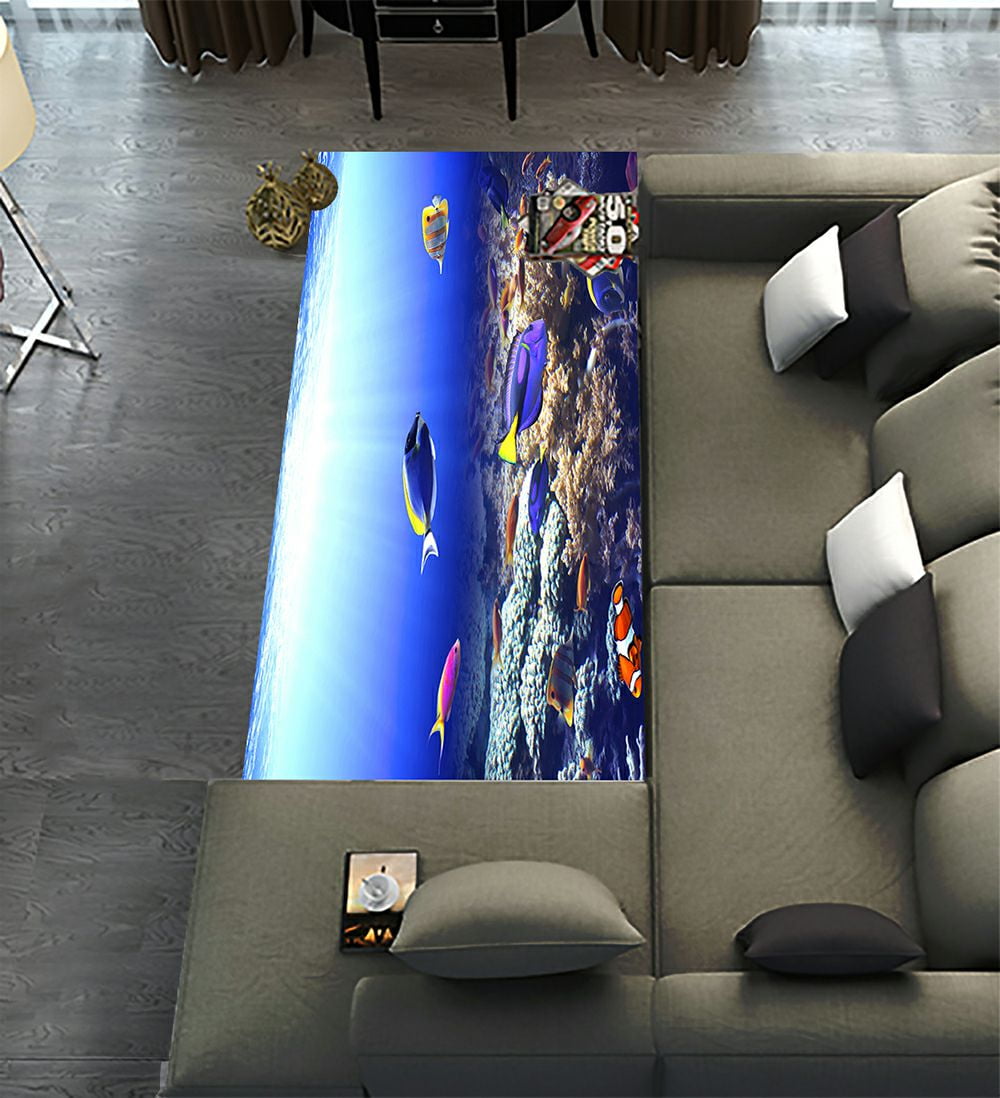 ECZJNT Underwater Scene Tropical Fish Runner Rug 3.3 x 7ft Long Area ...