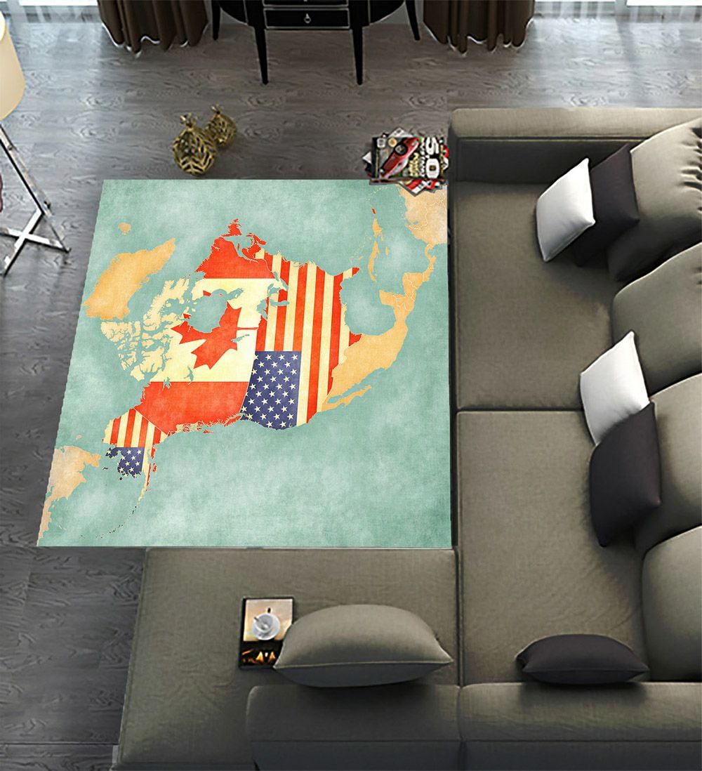 ECZJNT Us Canada Outline Map North America Area Rugs 5 x 7ft Floor ...