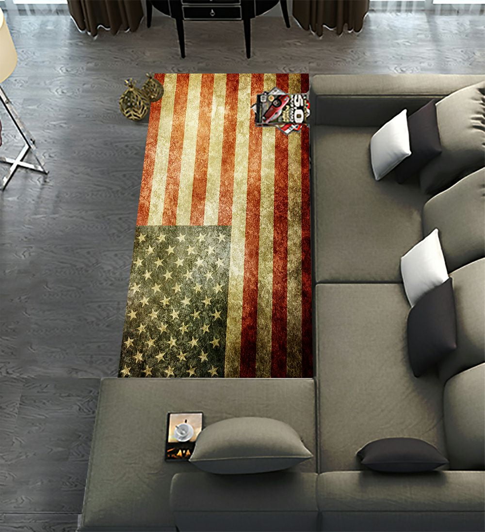 ECZJNT Usa Grunge Flag Runner Rug 3.3 x 10ft Long Area Rug Carpet for ...
