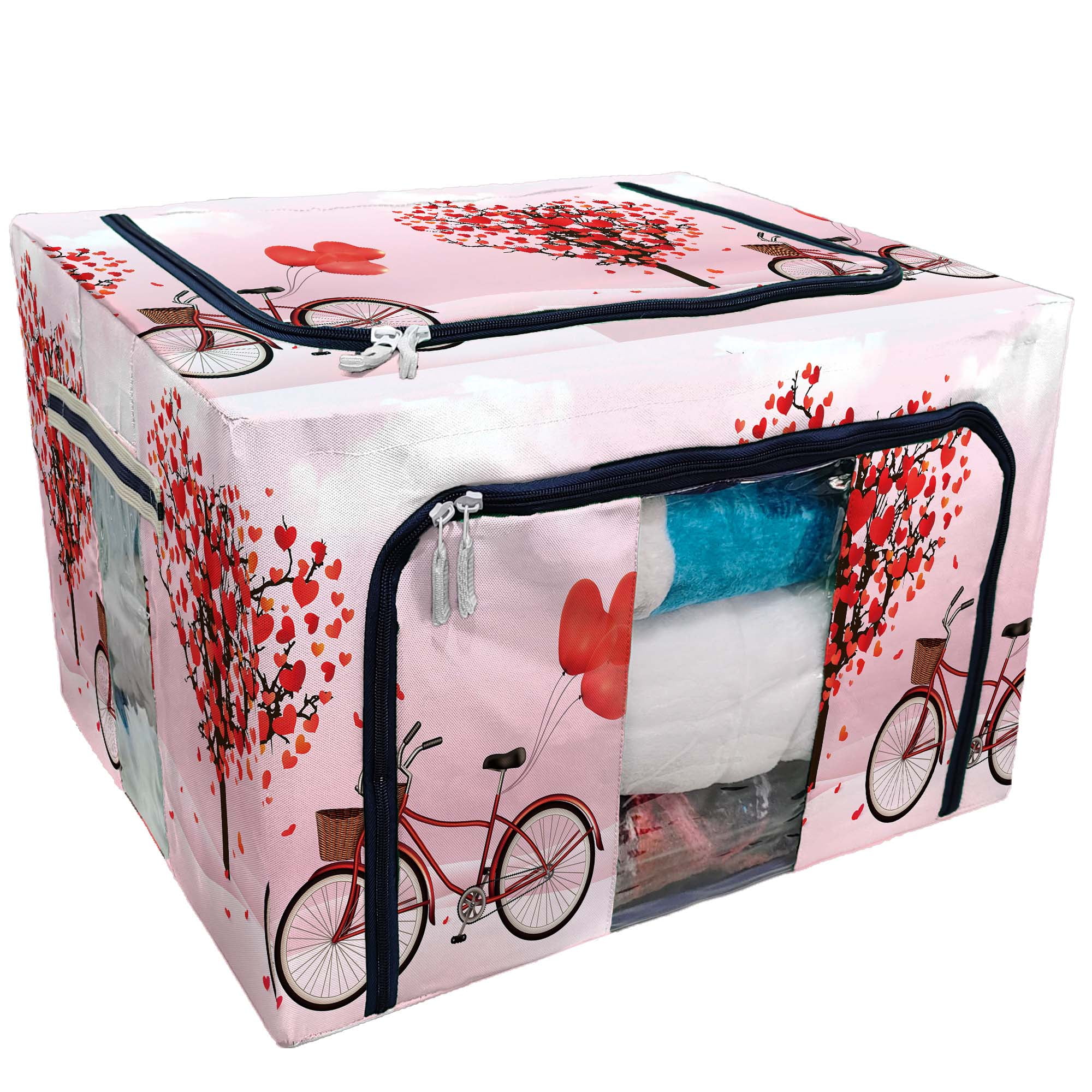 ECZJNT Valentine's Day heart tree a bicycle heart balloons Storage Bag ...