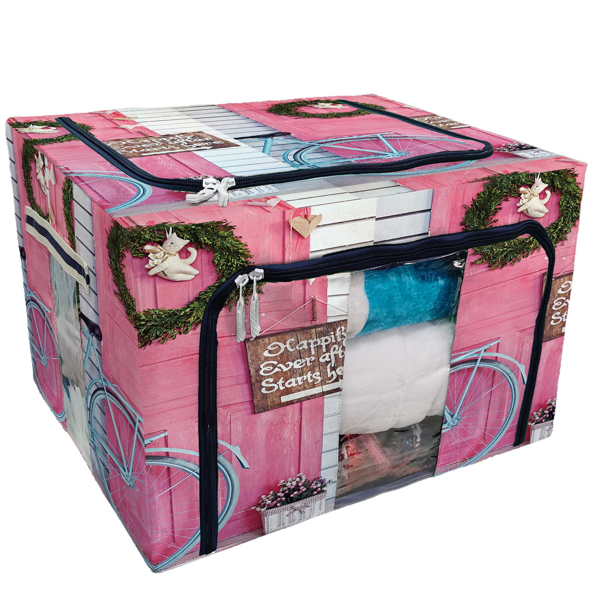 ECZJNT Valentine wreath sign board wooden vintage pink door Storage Bag ...