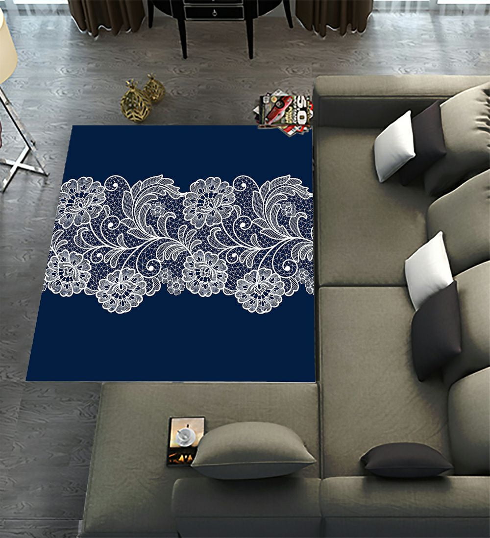 ECZJNT Vintage Lace Doily Area Rugs 6 x 8ft Floor Carpet Mat for Living ...