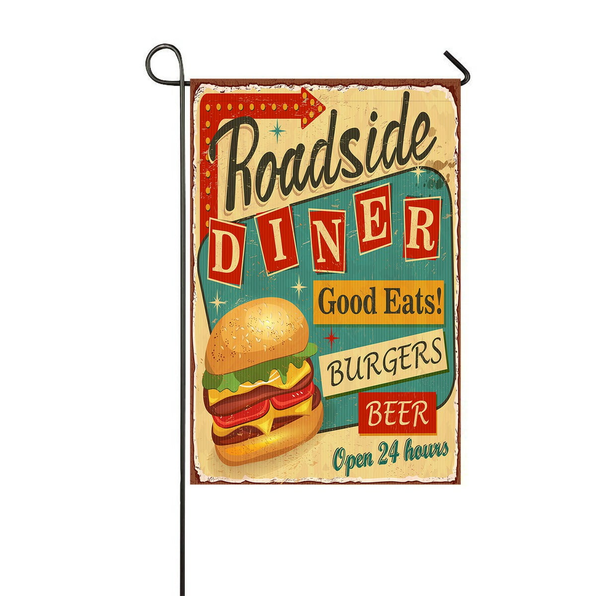 ECZJNT Vintage Roadside Diner metal sign Outdoor Flag Home Party Garden ...