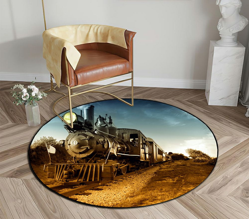 ECZJNT Vintage Steam Engine Locomotive Train Moving Down Railroad Track ...