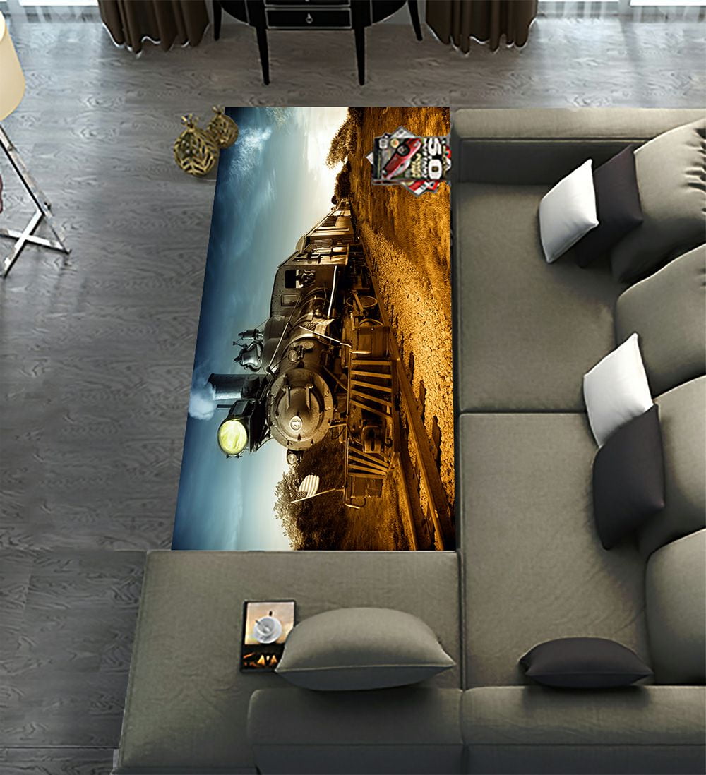 ECZJNT Vintage Steam Engine Locomotive Train Moving Down Railroad Track ...