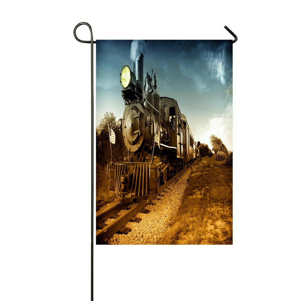 ECZJNT Vintage Steam engine locomotive train moving down railroad track ...