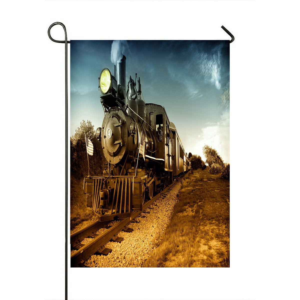 ECZJNT Vintage Steam engine locomotive train moving down railroad track ...