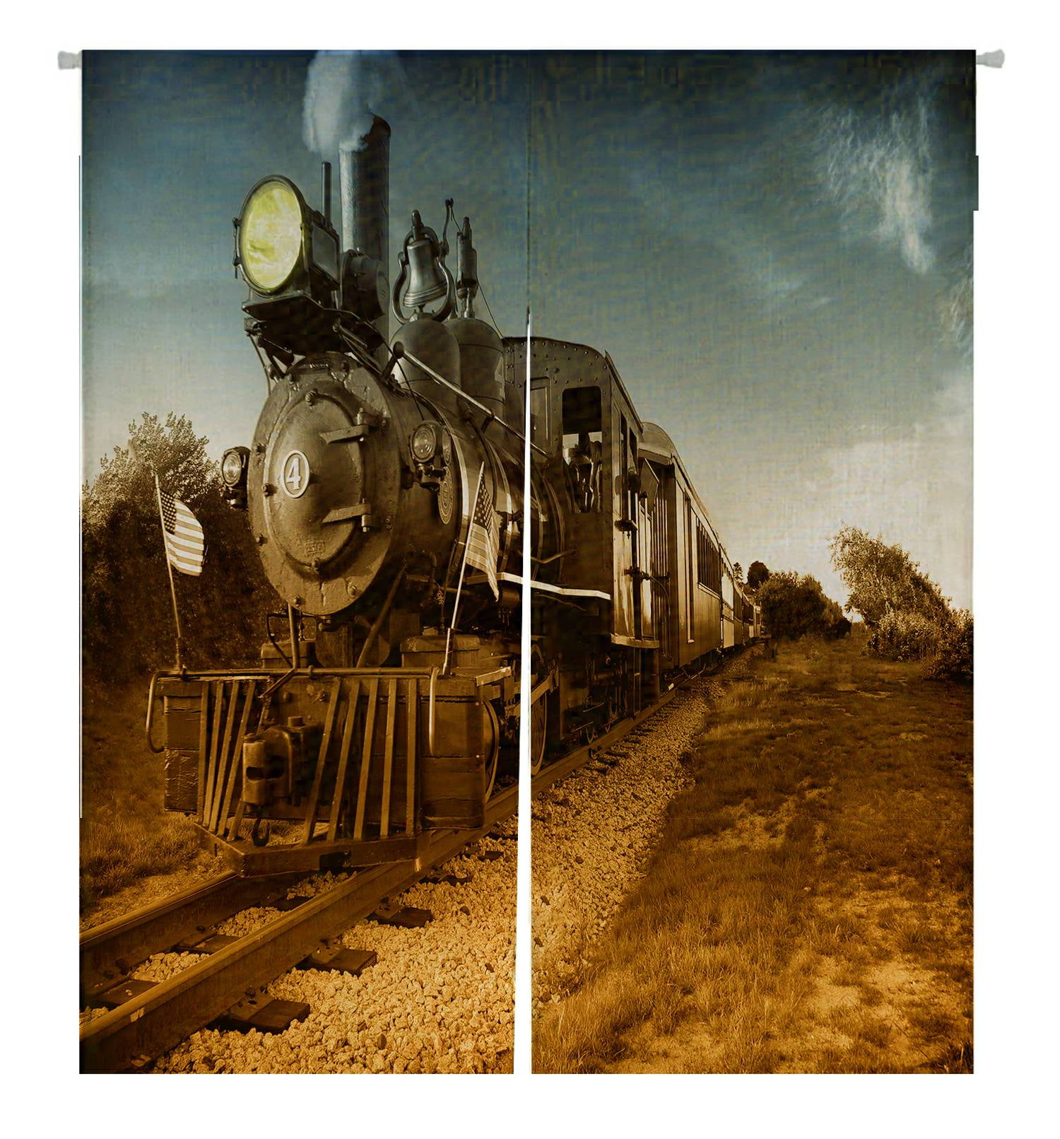 ECZJNT Vintage Steam engine locomotive train moving down railroad track ...