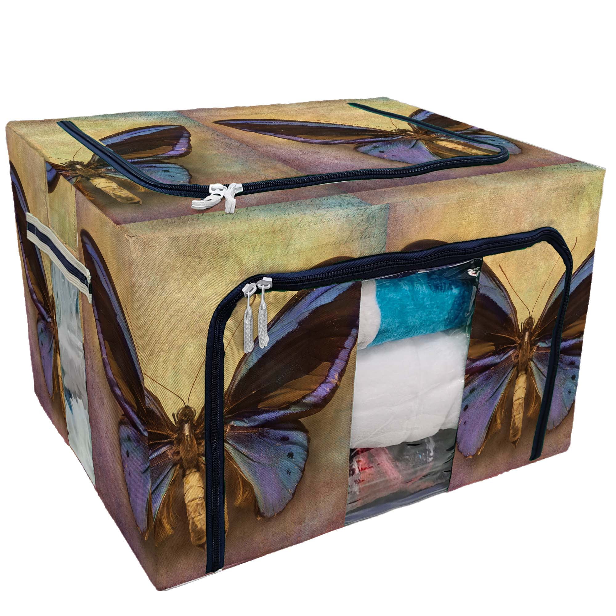 ECZJNT Vintage blue butterfly Storage Bag Clear Window Storage Bins ...