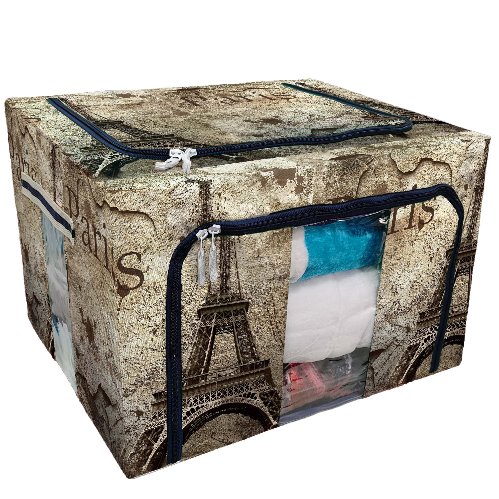 ECZJNT Vintage view of Paris on the grunge Storage Bag Clear Window ...