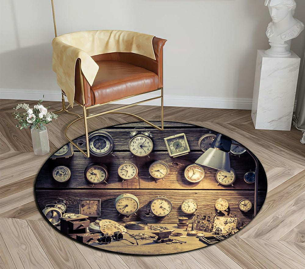 ECZJNT Watchmaker Workshop Clocks Repair Round Area Rugs Diameter 4 x ...