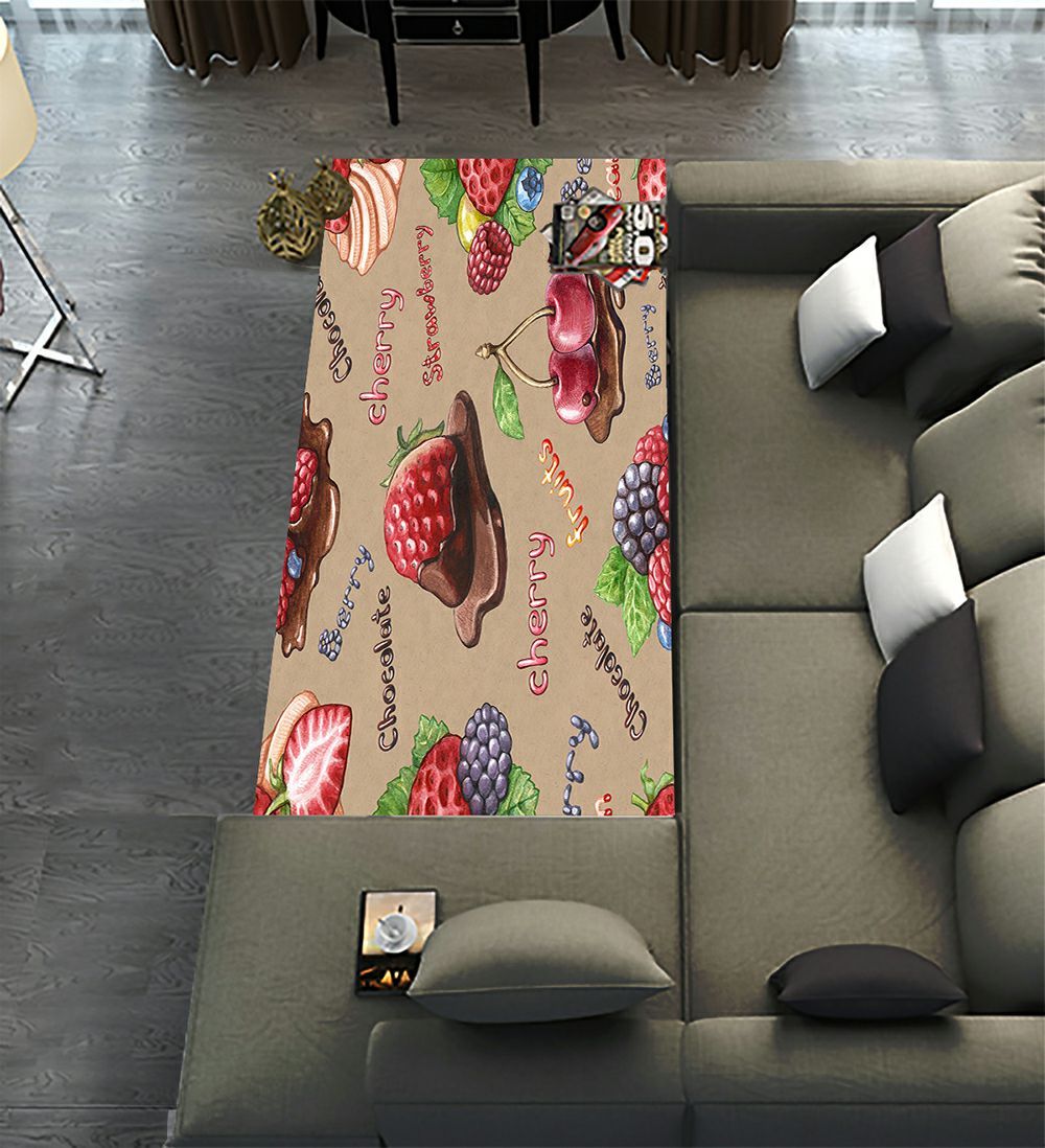 ECZJNT Watercolor Berry Runner Rug 4 x 12ft Long Area Rug Carpet for ...