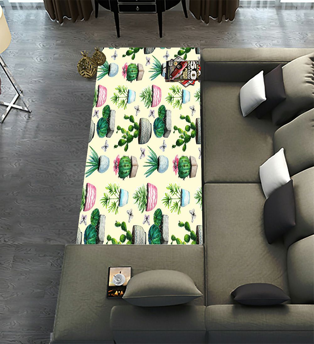 ECZJNT Watercolor Cactus Succulent Vintage Cactus Runner Rug 2 x 7ft ...