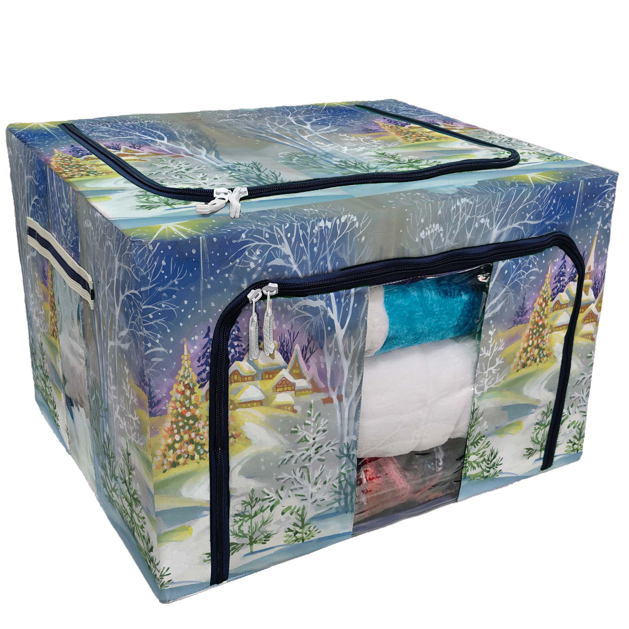 ECZJNT Watercolor winter landscape Storage Bag Clear Window Storage ...