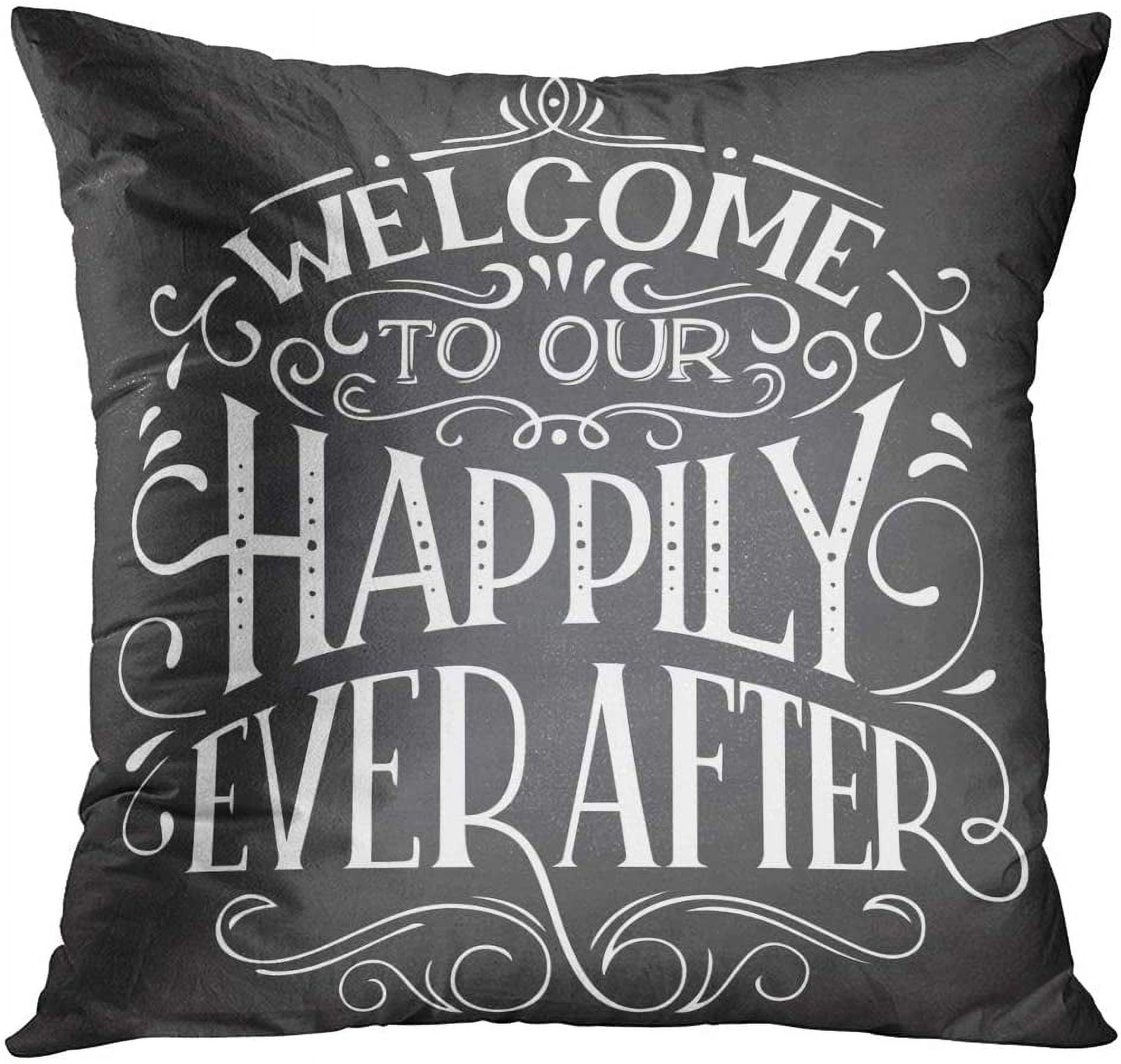 ECZJNT Welcome to Our Happily Ever After Chalkboard Sign Hand Lettering ...