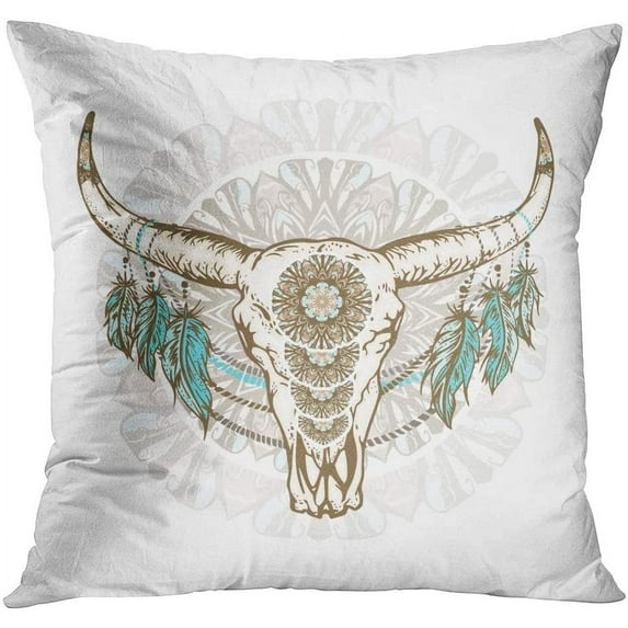 ECZJNT Wild Buffalo Skull Feathers and Patterns in The Boho Style on ...