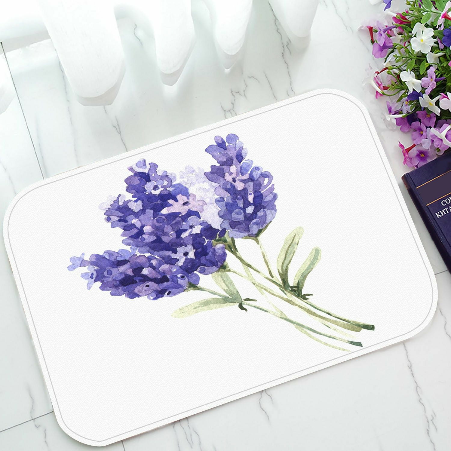 ECZJNT Wildflower lavender flower Doormat Bath Mat Rug Entrance Rug ...