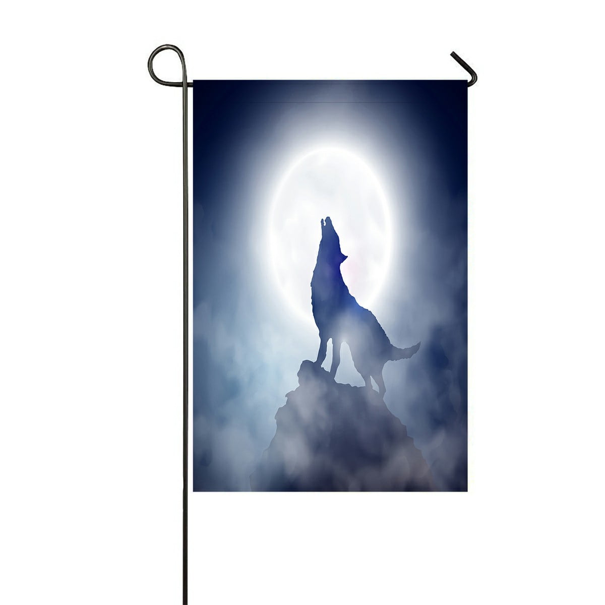 ECZJNT Wolf howling at the moon Outdoor Flag Home Party Garden Decor ...