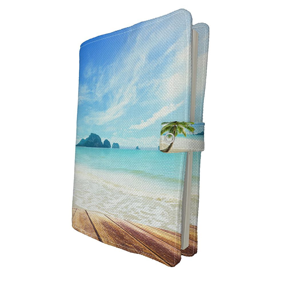 ECZJNT Wooden Floor Coconut Palm Tree At Beach Book Cover Book ...
