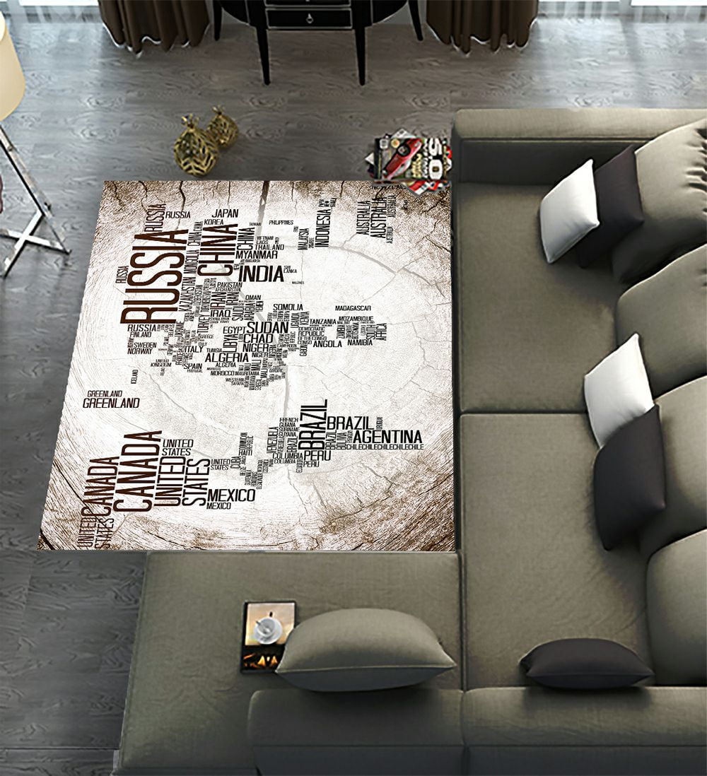 ECZJNT World Map Countries Name Lumber Area Rugs 5 x 7ft Floor Carpet ...